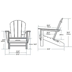 Resin TEAK Folding Adirondack Chair Set of 4, Premium All Weather Outdoor Patio Furniture, 21 Inch Wide Seat, Up to 350 lbs, Foldable Outdoor Patio Chairs, New Heritage Collection (Red)