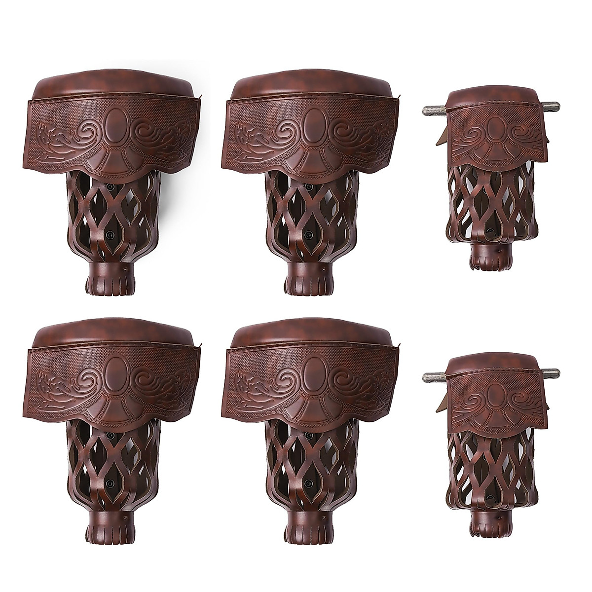 GSE Games & Sports Expert Set of 6 Heavy Duty PU Leather Billiard Pool Table Pockets, Billiard Pool Table Accessories (Walnut, Shield)