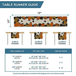 Artoid Mode Halloween Jack-O-Lantern Pumpkin Table Runner, Holiday Kitchen Dining Table Decoration for Indoor Outdoor Home Party Decor 13 x 72 Inch