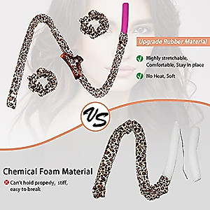 cobinaan Women Heatless Curlers For Long Hair, Headband Sleeping Soft Rubber Rollers, Curling Ribbon and Rods for Natural Hair (Leopard)