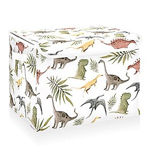 CaTaKu Tropical Leaves Dinosaur Storage Bins with Lids Fabric Large Storage Container Cube Basket with Handle Decorative Storage Boxes for Organizing Clothes Shelves