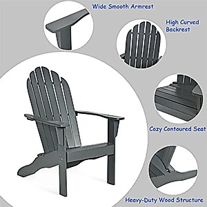 WYFDP Outdoor Chairs Solid Wood Patio Garden Terrace Furniture Grey