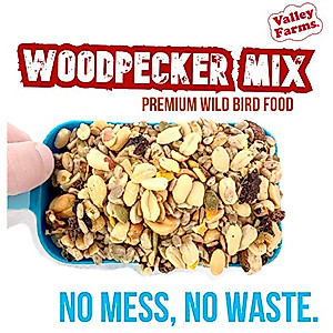Valley Farms Woodpecker Mix with Sunflower Hearts - No Mess No Waste Wild Bird Food (15 LB)