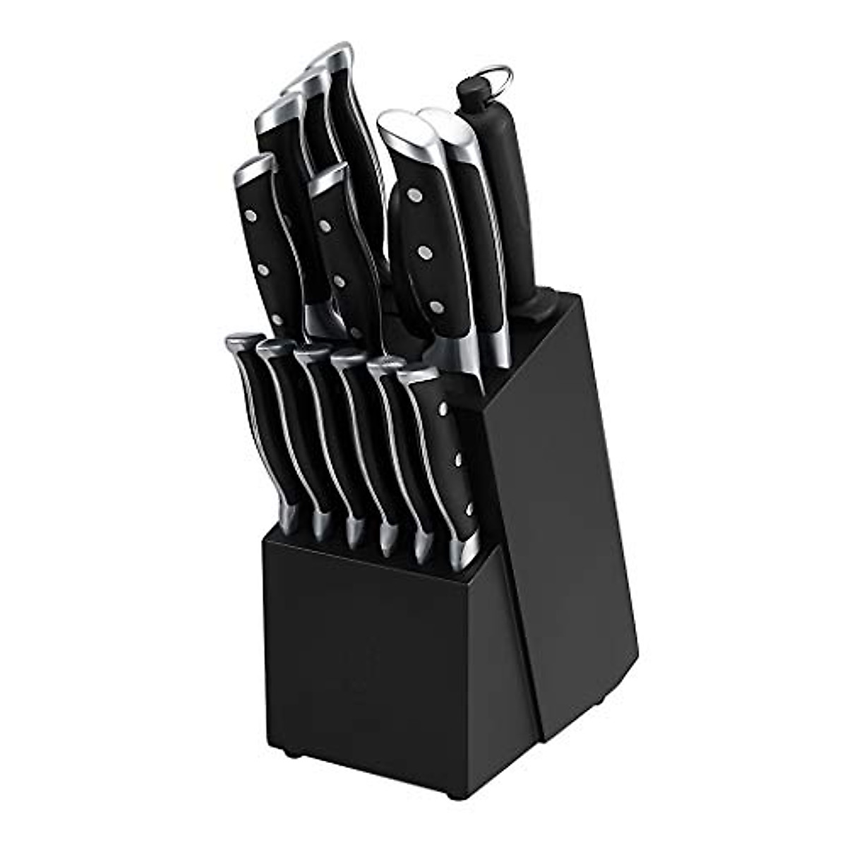 J&J Pop Series 16-Piece Kitchen Knives, Stainless Steel Chef's Knife Set with Wooden Block…