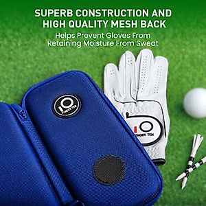 Golf Gloves Holder Case With Carabiner Storage Box Protect And Keep Glove Dry, Golf Accessories For Men Women Golfers Gift Black Blue (Blue)