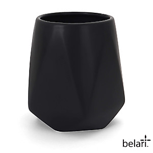 Belari Faceted Storage Canister - Food Storage Container for Kitchen Organization - Ceramic Kitchen Storage Containers - Kitchen Canisters - Kitchen Counter Organizers and Storage (Medium Black)
