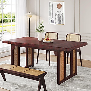 Tribesigns 70.9 Inch Executive Desk, Large Office Computer Desk with Rattan & Metal Frame, Modern Simple Study Writing Table Workstation Desk for Home Office, Conference Meeting Room