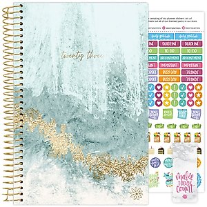 bloom daily planners 2023 Calendar Year Day Planner (January 2023 - December 2023) - 5.5” x 8.25” - Weekly/Monthly Agenda Organizer Book with Stickers & Bookmark - Crystal Blue