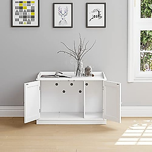 PAWLAND Cat Litter Box Enclosure, Litter Box Furniture Hidden, Indoor Cat Toilet House for Pet Cat, Cat House Side Table with Vent Holes, White