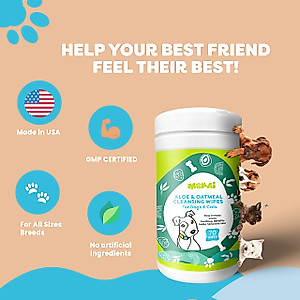 MOKAI Aloe & Oatmeal Grooming Wipes for Dogs and Cats | Pet Cleansing Wipes Used to Remove Dirt Dander Odor and Excess Hair from The Skin and Coat with Soothing Benefits for Sensitive Skin (60 Wipes)