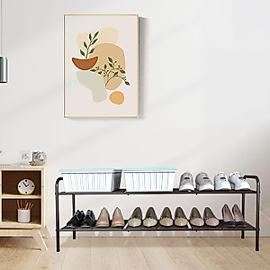 Glynym 2-Tier Long Metal Shoe Rack,Extra Large Capacity Adjustable Shoe Organizer Shelf for Closet Entryway,Bronze 42" W × 16.1" H