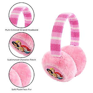 Disney Winter Earmuffs Warmers and Kids Gloves Sets, Princess Plush, Pink, Little Girls, Ages 4-7