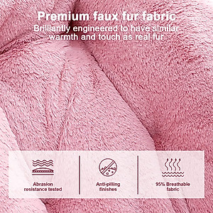 OAKHAM Comfy Saucer Chair for Adults, Soft Faux Fur Folding Lounge Chair for Bedroom Living Room Dorm Rooms Flexible Reading Chair for Teens Kids, X-Large Foldable Chair (Faux Fur-Pink)