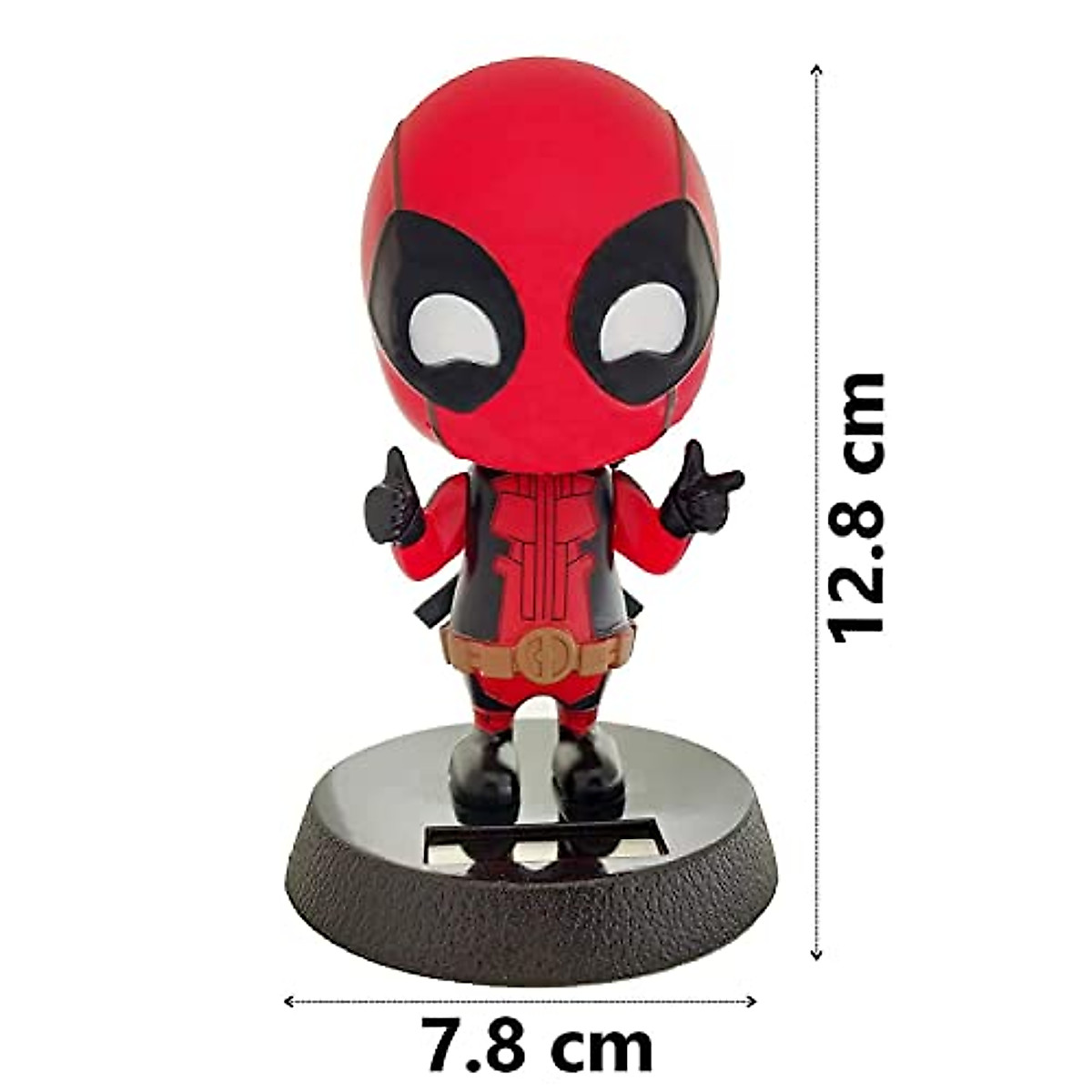 RRI Deadpool Cute Solar Powered Bobblehead Home Office Ultra Detail Relaxing Toy ., Red, 4 inches