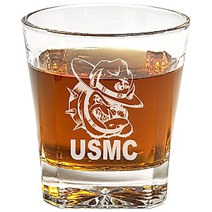 US Marine Corps Bulldog Whiskey Glass (Set of Two) – Marine Corps Engraved Exquisite Whiskey Glass - Gifts for Whiskey Lovers - Marine Corps Present for Retirement, Birthday – Marine Corps Home Décor