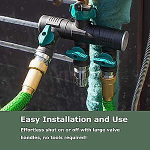 Hose Splitter, 3 Way Heavy Duty, Hose Connector Rotated 360 Seperately,Garden Hose Splitter,Faucet Splitter,Outdoor Faucet Splitter,With Shut off Valve,High Quilty Metal+Chrome Adapter,Water Hose.