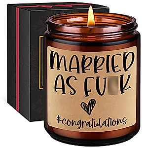 GSPY Vanilla Scented Candles - Honeymoon Gifts, Newlywed Gift, Wedding Gifts for Couple, Bride, Groom - Wedding Candles, Married AF Gifts - Funny Gifts for Married Couple, Bachelorette Gifts for Bride