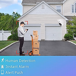 Guaddaole 5MP PoE IP Camera Outdoor with Person Detection, 5MP Dome Security IP Camera with Audio, 98ft IR Night Vision, 2.8mm Lens with Wide Angle, IP66 Weatherproof, H.265/H.264(2592x1944@30fps)