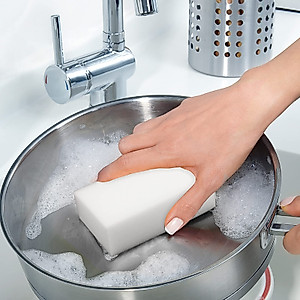 MANCHAP 100 Pack White Melamine Foam Sponge Cleaning Pads, Lightweight Non-Scratch Scrub Sponge Scrubber Foam Dish Sponges Eraser for Wall, Furniture, Kitchen, Car, 3.9 x 2.4 x 0.8 Inch