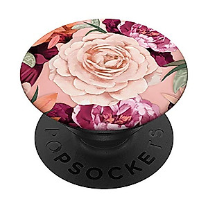 Floral - Pink Rose Purple Flowers Print Design PopSockets PopGrip: Swappable Grip for Phones & Tablets
