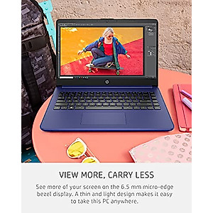 HP 14 Laptop, Intel Celeron N4020, 4 GB RAM, 64 GB Storage, 14-inch Micro-edge HD Display, Windows 10 Home, Thin & Portable, 4K Graphics, One Year of Microsoft 365 (14-dq0010nr, 2021, Indigo Blue)