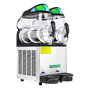 REEGIN-TECH Commercial Slushy Machine 6.4 Gal, 110V/60HZ, Margarita Machine Granita Frozen Beverage Machine Slushie Maker Juice Beer Syrup Cocktail for Bar Buffet Cafe Restaurant Party (2 TANKS 24L)