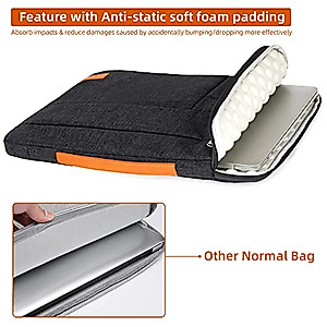 KINGSLONG 16 inch Laptop Sleeve Bag, Slim Lightweight Multiple Pockets Computer Cover Notebook Ultrabooks Carrying Case fit for Acer Asus Dell Lenovo HP Toshiba, Black