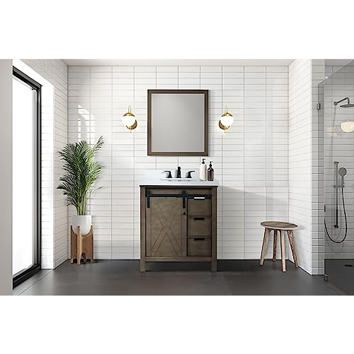 Bell+Modern Ketchum 30 inch Rustic Brown Bath Vanity and Cultured Marble Countertop
