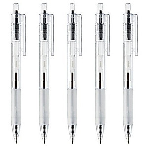 MoMA Muji Polycarbonate Clear Ball Point Gel Pen Black 0.7mm 5pcs Made in Japan
