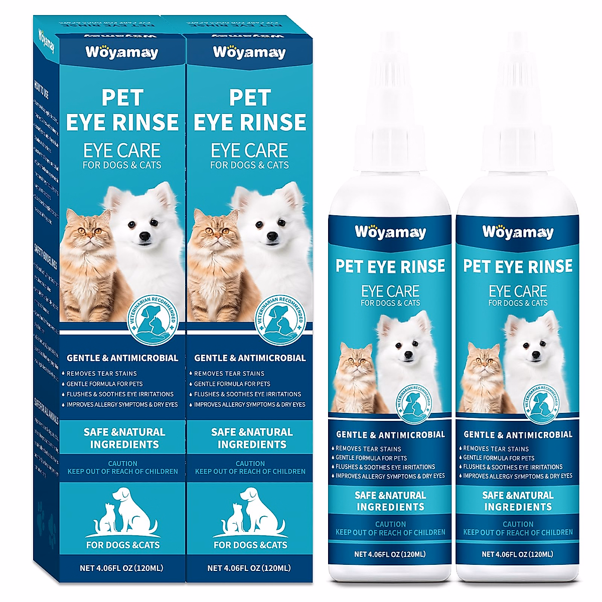 WEALLIN Advanced Eye Drops for Dogs and Cats, Gentle Formula Dog Eye Drops, Soothes Irritations Removes Tear Stains Improves Allergy Symptoms & Dry Eyes - Safe for All Animals, 8.12 OZ