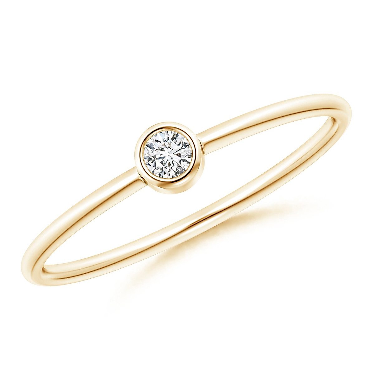 Pure Ignis April Birthstone- Solitaire H SI2 Lab Created Round Diamond Stackable Ring in 14k Yellow Gold (Ring Size 6.5)