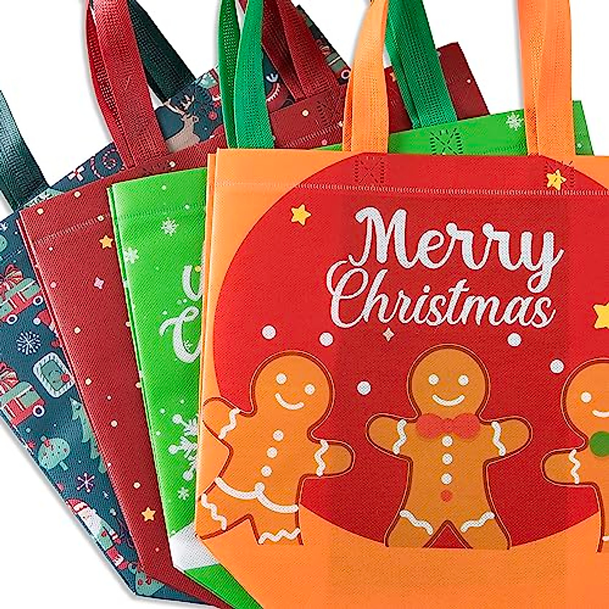 STYPOP Christmas Gift Bags 16 Pack Large Christmas Bags for Presents Reusable Christmas Party Bags Xmas Totes with Classic Designs - Perfect for Gifts,Decorations, And Parties