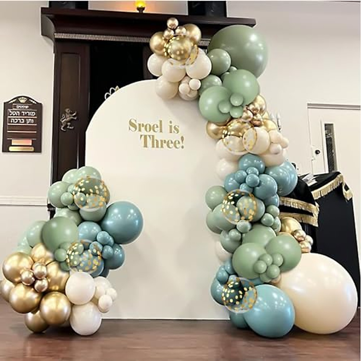 Dusty Green Blue Balloon Garland Arch Kit,Green Ash Mist Green Blue Haze Fog Blue Sand White Gold Balloons for Jungle Safari Neutral Birthday Baby Shower Wedding Birthday Party Decorations