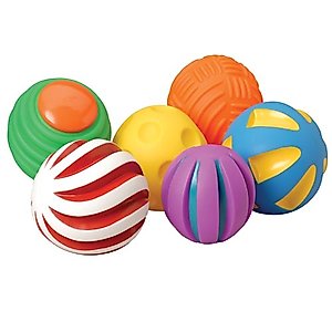 Constructive Playthings Easy-Grip Tactile Balls for Toddlers, Multicolor (Set of 6)