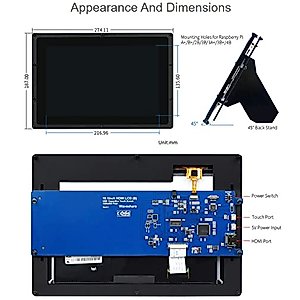 Waveshare 10.1 inch Capacitive Touch Screen LCD IPS Screen 1280x800 Hardware Resolution Supports Multi Mini-PCs and Multi Systems