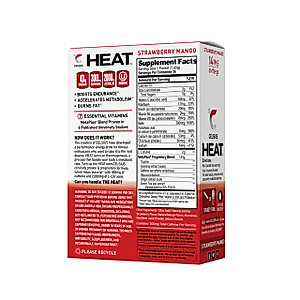 CELSIUS FGSS1312 HEAT On-the-Go Performance Energy Powder Stick Packets, Strawberry Mango (Pack of 14)
