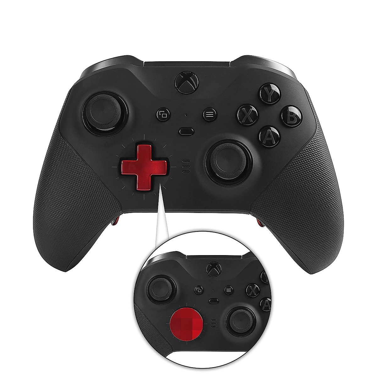 TOMSIN Replacement Magnetic Buttons Kit for Xbox Elite Controller Series 2 Accessories, Includes 6 Metal Plating Joysticks, 4 Paddles, 2 D-Pads, 1 Adjustment Tool (Plating Red)