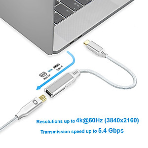 Jasput USB C to Mini DisplayPort Adapter,USB-C to Mini Displayport Cable 4K@60Hz & Nylon Compatible with MacBook Pro 2016-2023/Air,ChromeBook Pixel,IPad Pro2018-2020,Galaxy S8-S23 More