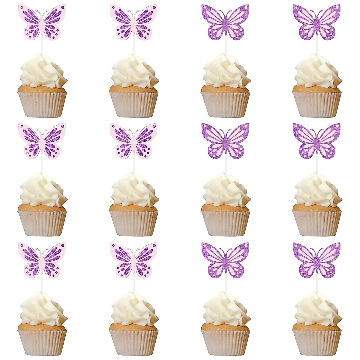 iNINGER Birthday Candles,Number 4 Candle,Butterfly 4th Birthday Decorations for Women/Girl,Cupcake Candle for Party,Purple Handmade Sequin Numeral Candle Wedding Cake Topper Anniversary Party Decor