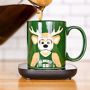Uncanny Brands NBA Milwaukee Bucks Bango Mascot Mug Warmer with Mug – Keeps Your Favorite Beverage Warm - Auto Shut On/Off