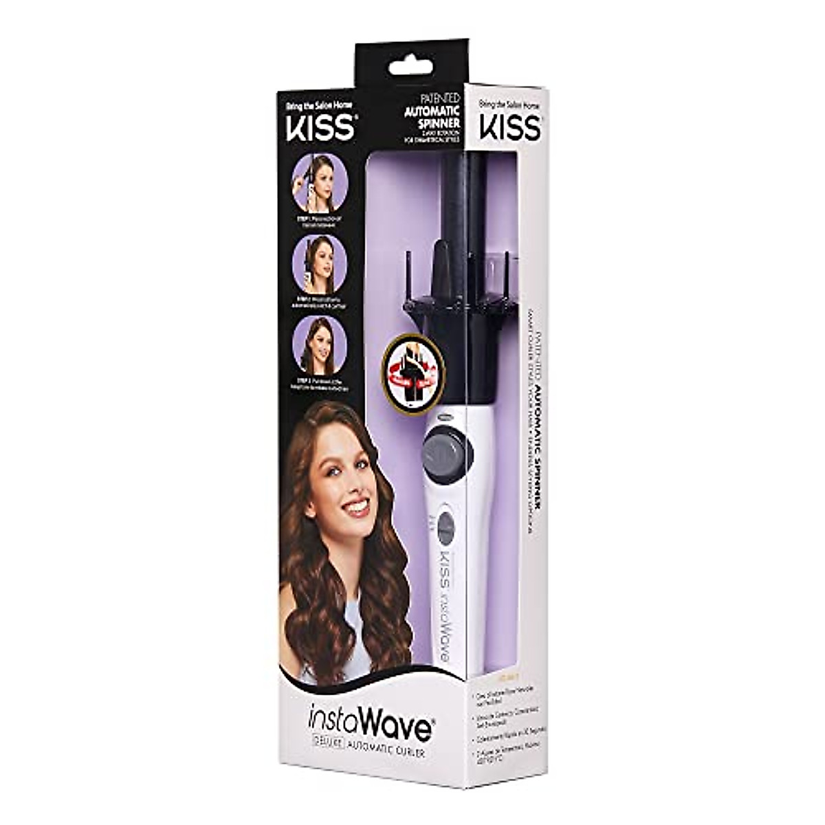 Kiss Products Instawave Automatic Ceramic Curling Iron 1” KACI01, Black; White