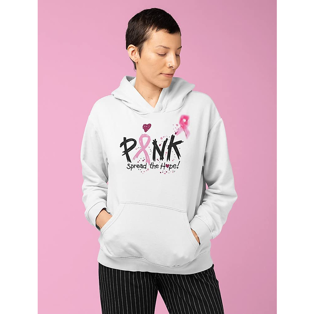 Tstars Pink October Cancer Awareness Pink Spread The Hope Unisex Hoodie XX-Large White