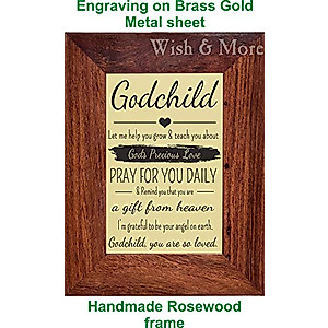 Christening Baptism Gift - Prayer Bible Verse Engraved on Framed Brass Gold Metal Plate, Spiritual Goddaughter Godson Godchild Gift - Christening Keepsake Holy Spirit