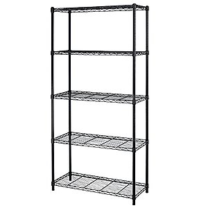 BestOffice 5-Shelf Home-Style Black Steel Wire Shelving 36 by 14 by 72-inch Storage Rack 5