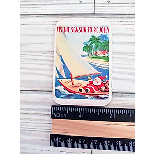 Set Of 6! Santa's Florida Christmas Miniature Wood Signs For Dollhouse Decor, Scrapbook Embellishments, Ephemera