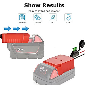 2 Pack Power Wheels Adapter for Milwaukee M18,18V Power Wheels Battery Conversion Kit with Switch, Fuse & Wire Terminals, 12AWG Wire, Power Connector for DIY Rc Car Toys and Robotics