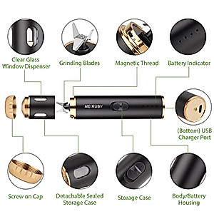 MEIRUBY Grinder Electric Herb Grinder Spice Crusher Mills Portable Grinder USB Rechargeable Black