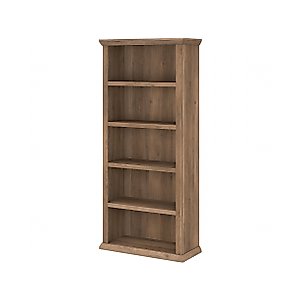 Bush Furniture Yorktown Tall 5 Shelf Bookcase, Reclaimed Pine