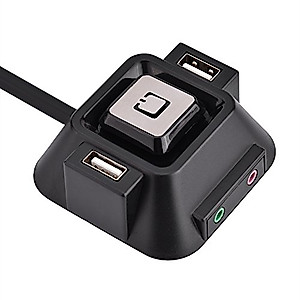 Zerone Desktop PC Switch Button Electricity Supply On/Off Reset HDD Push Button Reset Switch + Dual USB Ports + Audio Ports for Desktop Computer Case