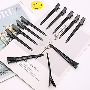 Limko 30 Packs Hair Clips Duck Bill Clips, Rustproof Metal Curl Clips with Holes for Hair Styling (Black (30 Pack))